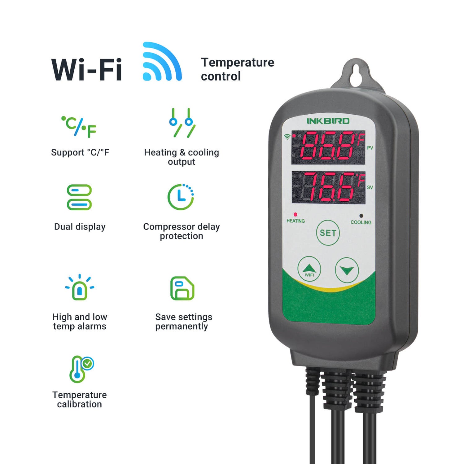 INKBIRD Digital Temperature Controller ITC-308 WIFI With Aquarium Probe ...