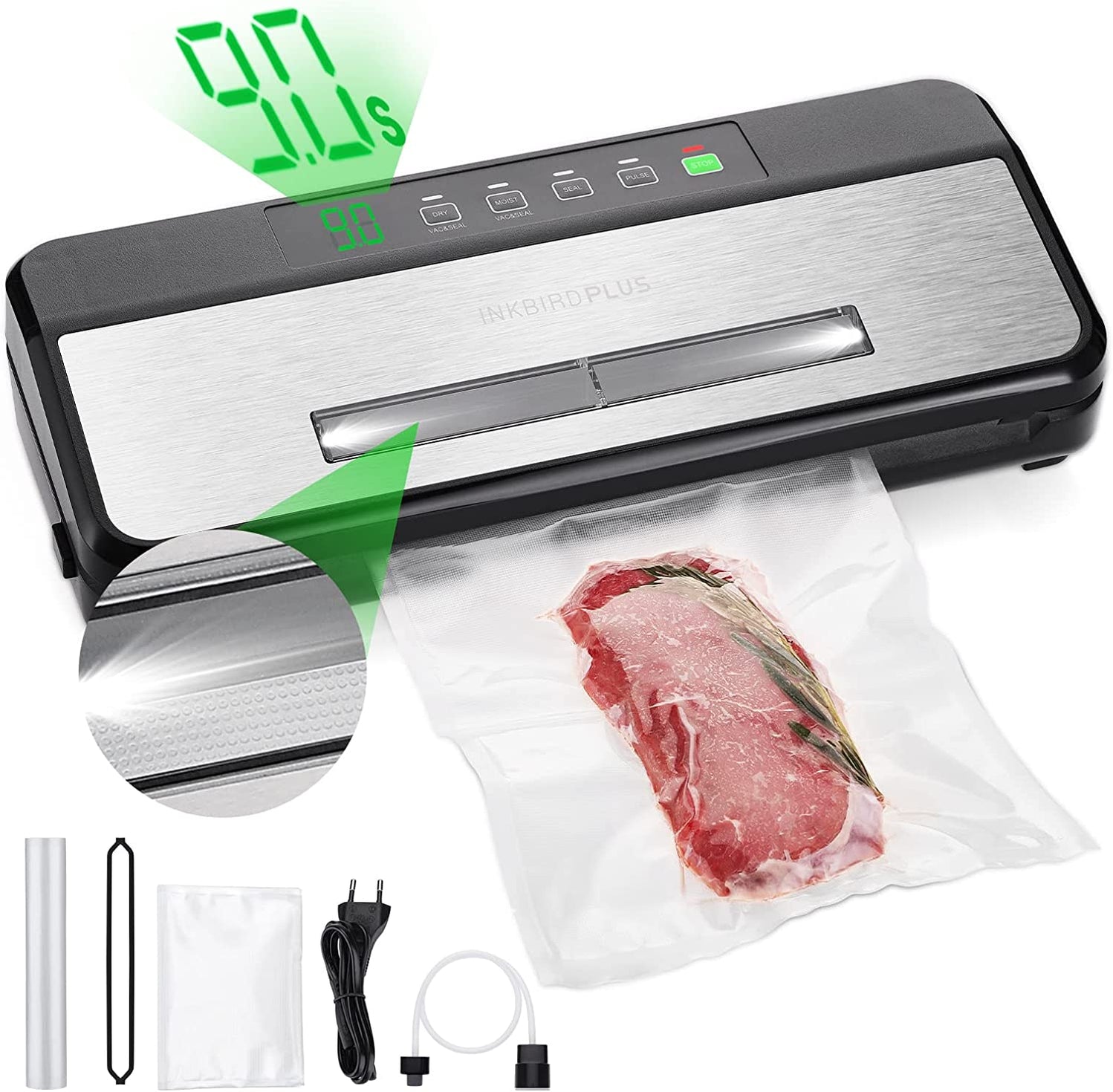 INKBIRD Sealing-Time Countdown& Viewable Window Vacuum Sealer Machine ...
