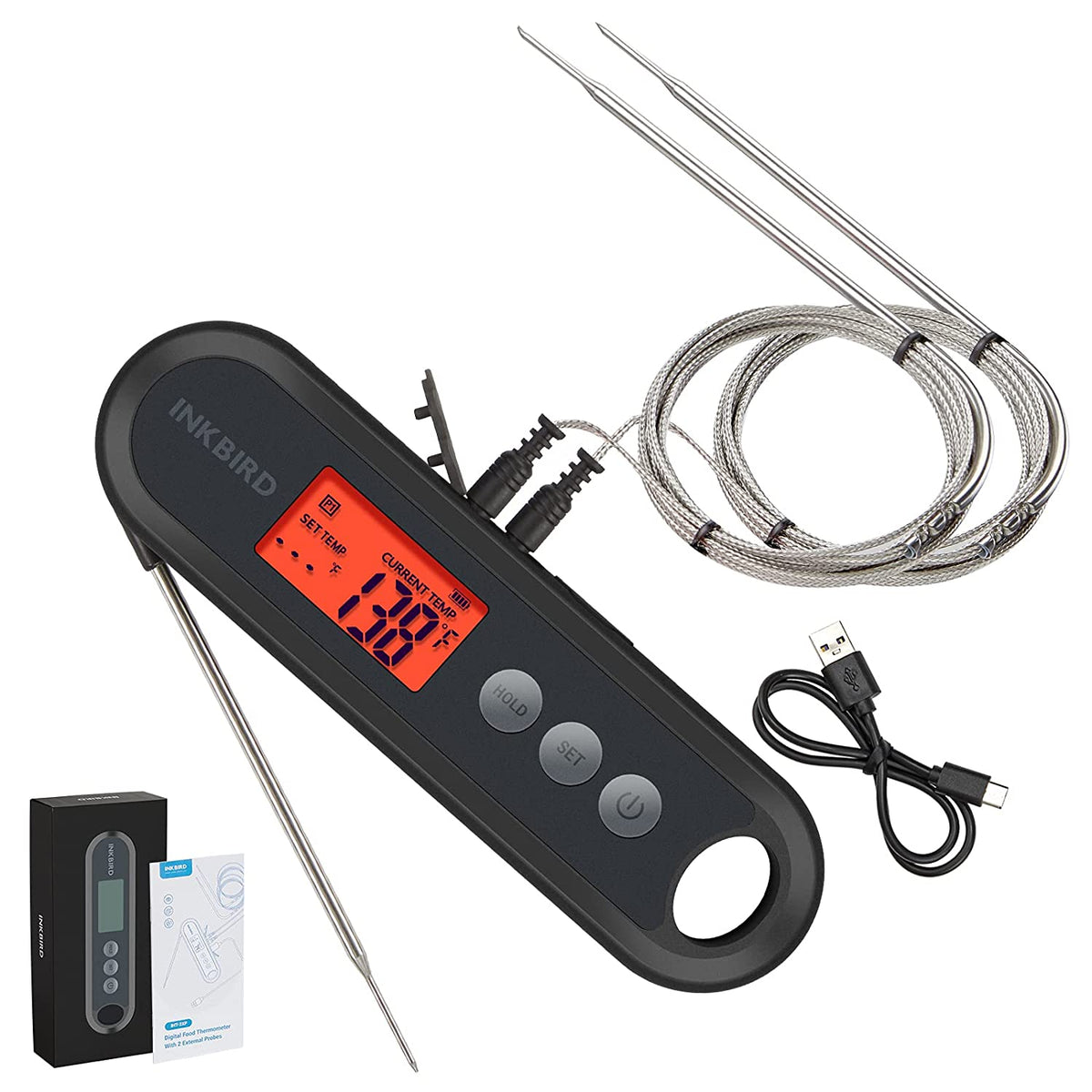 INKBIRD Rechargeable Instant Read Food Cooking Thermometer IHT-2XP ...