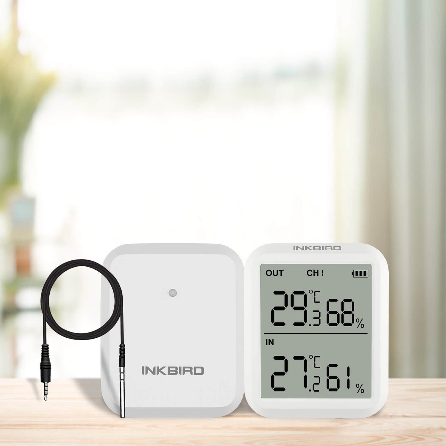 INKBIRD Wireless Digital Hygrometer Indoor Outdoor Thermometer ITH-20R ...
